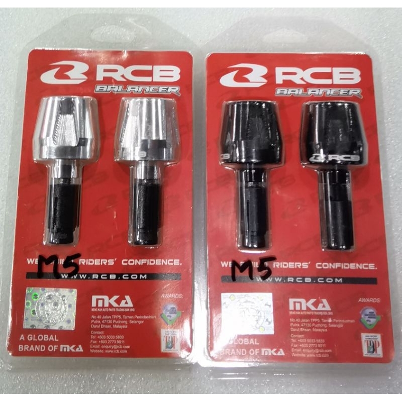 RCB HANDLE BAR END BALANCER M5 - SILVER/BLACK (UNIVERSAL)(211G ...