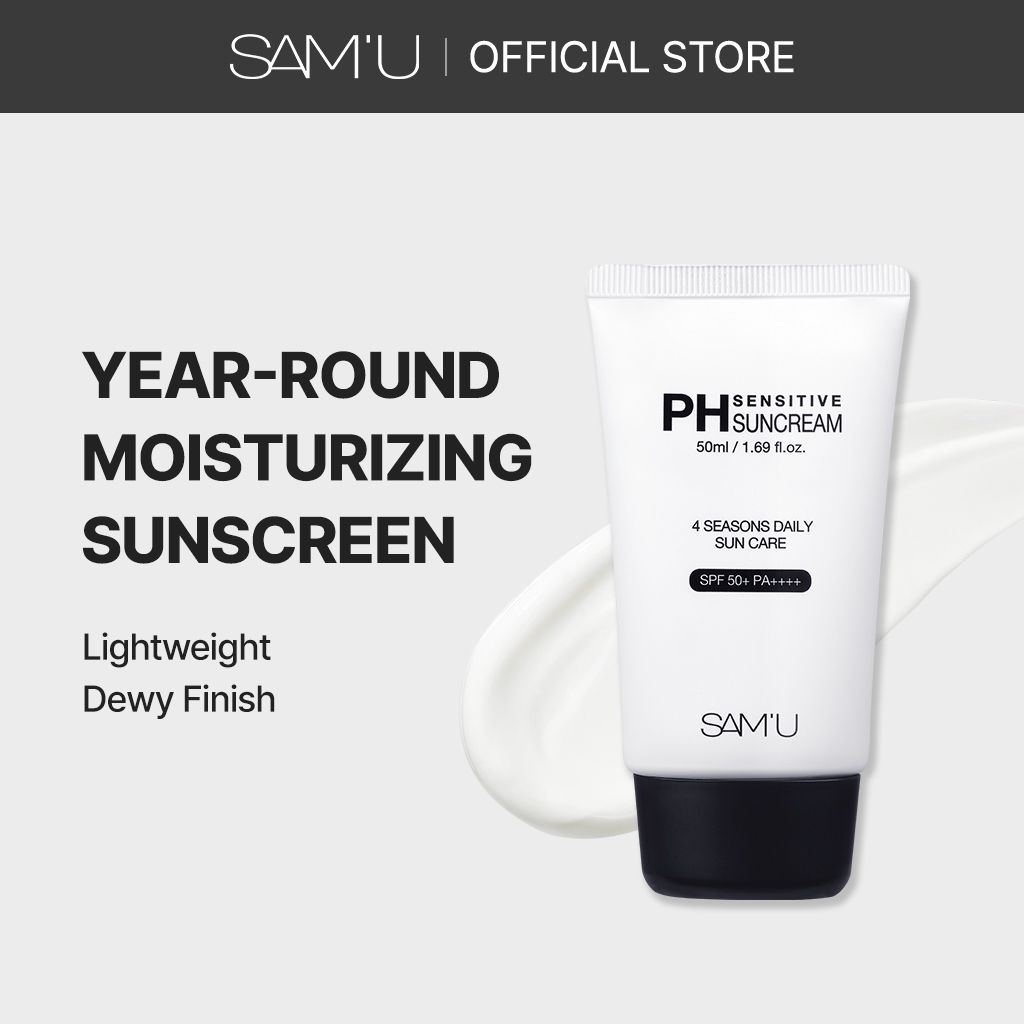 SAM’U PH Sensitive Sun Cream 50ml, SPF 50+ PA++++, Lightweight, Moisturizing & Soothing ...