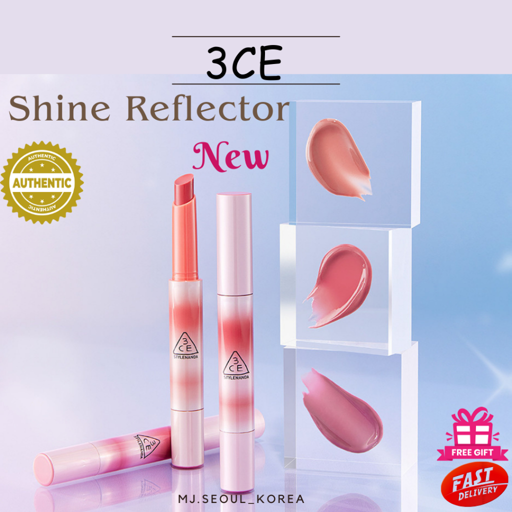3CE Shine Reflector 1.7g 7colors Gloss Lipstick Melting Balm | Shopee ...