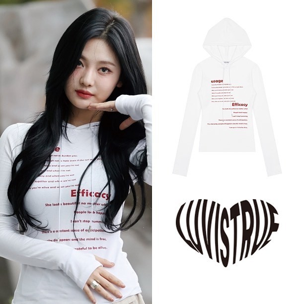 Korea [ LUV IS TRUE ] AM LONG HOOD TEE / aespa NINGNING pick 100% ...