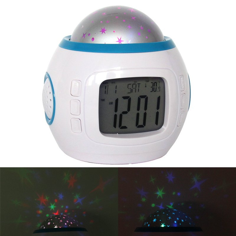 Music Star Sky Projection LED Digital Alarm Clock Calendar Thermometer ...