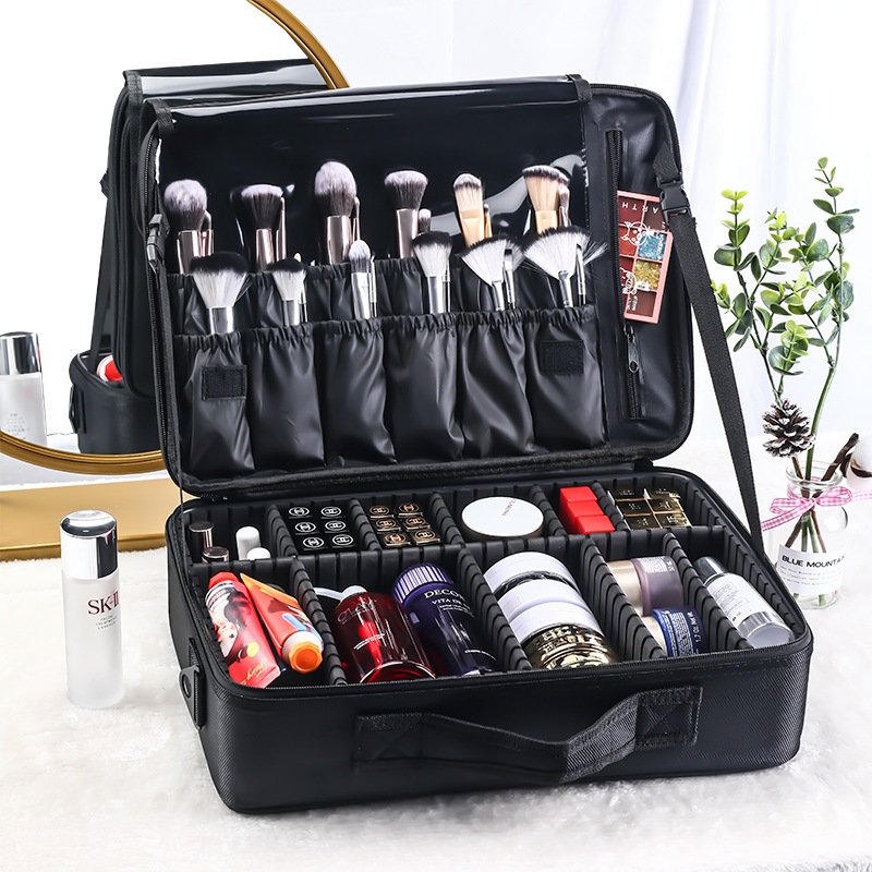 Cosmetic bag 3-Layer organizer female large make up portable travel ...