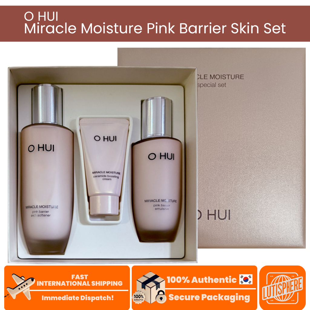O HUI Miracle Moisture Pink Barrier Skin Set (Toner + Emulsion + Cream ...