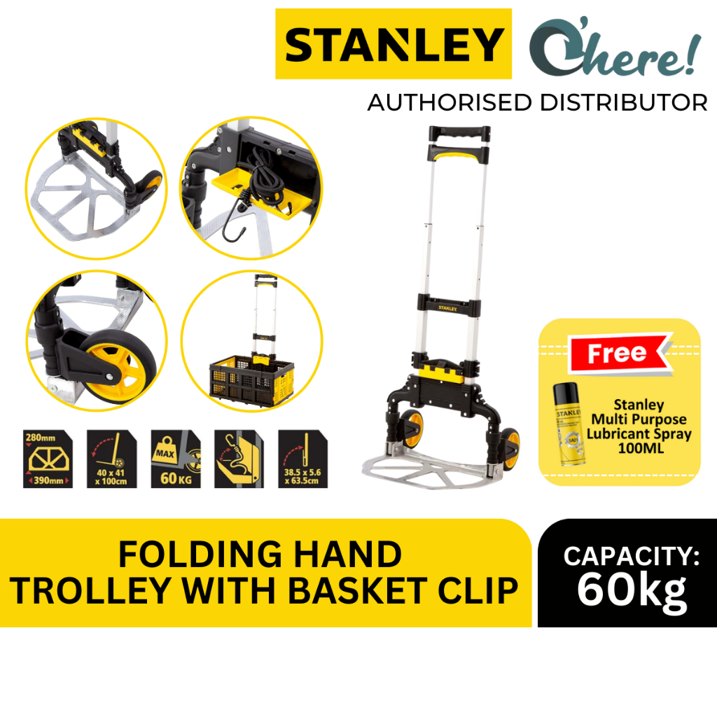 Stanley Trolley Folding Hand Truck 60Kg with Basket Clip | Shopee ...