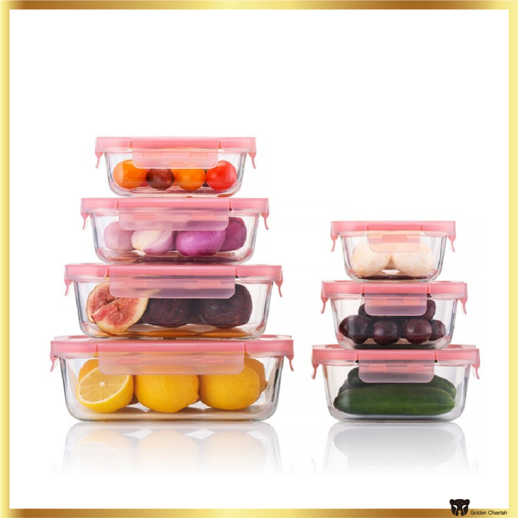 LocknLock Glass Rose Safetyt Heat-Resistant Glass Food Container ...