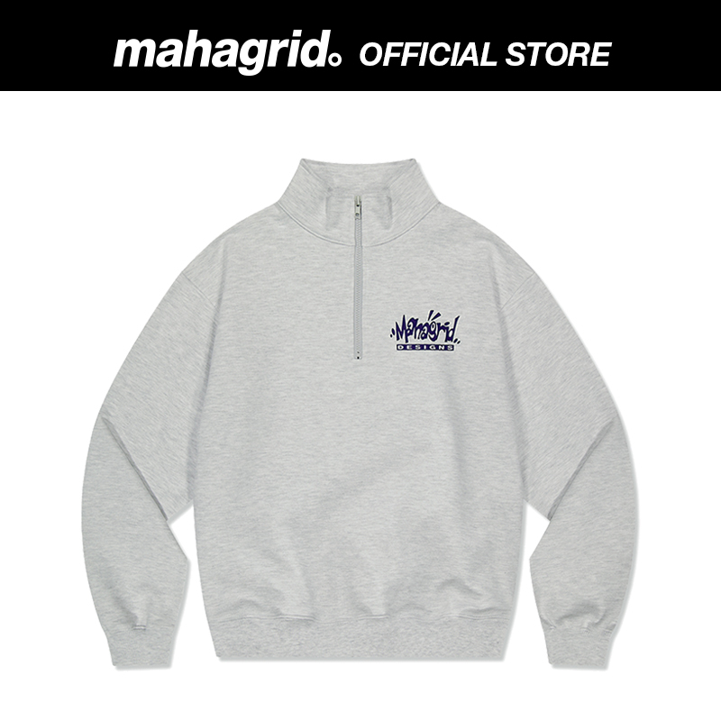[MAHAGRID] LABEL LOGO HALF ZIP SWEATSHIRT | Shopee Philippines
