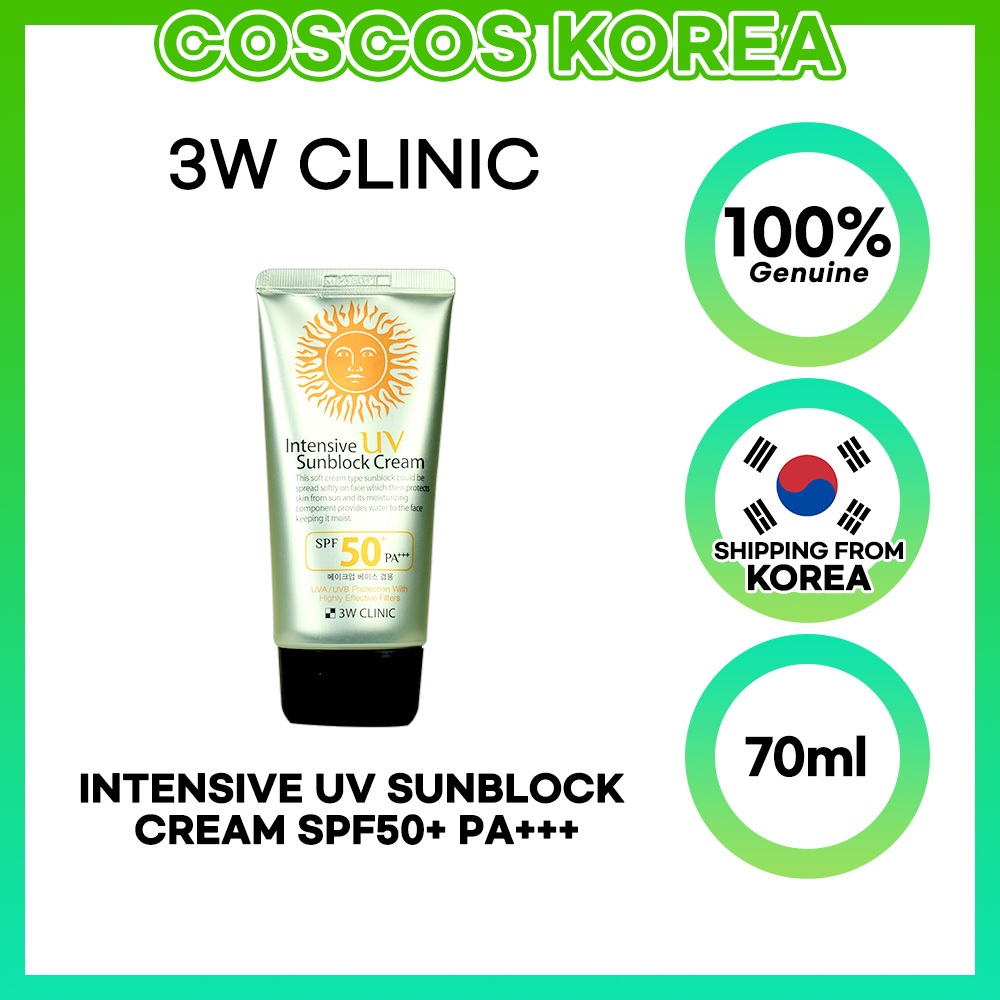 3W CLINIC Intensive UV Sunblock Cream SPF50+ PA+++ 70ml / Moisture (moisture supply) / Soft ...