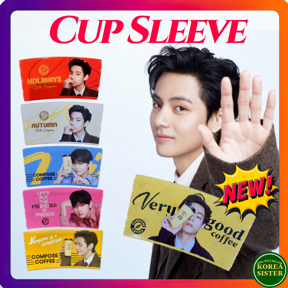 BTS V Cup sleeve 20ea(200g) / Korea / BTS V / ARMY / compose black edge ...