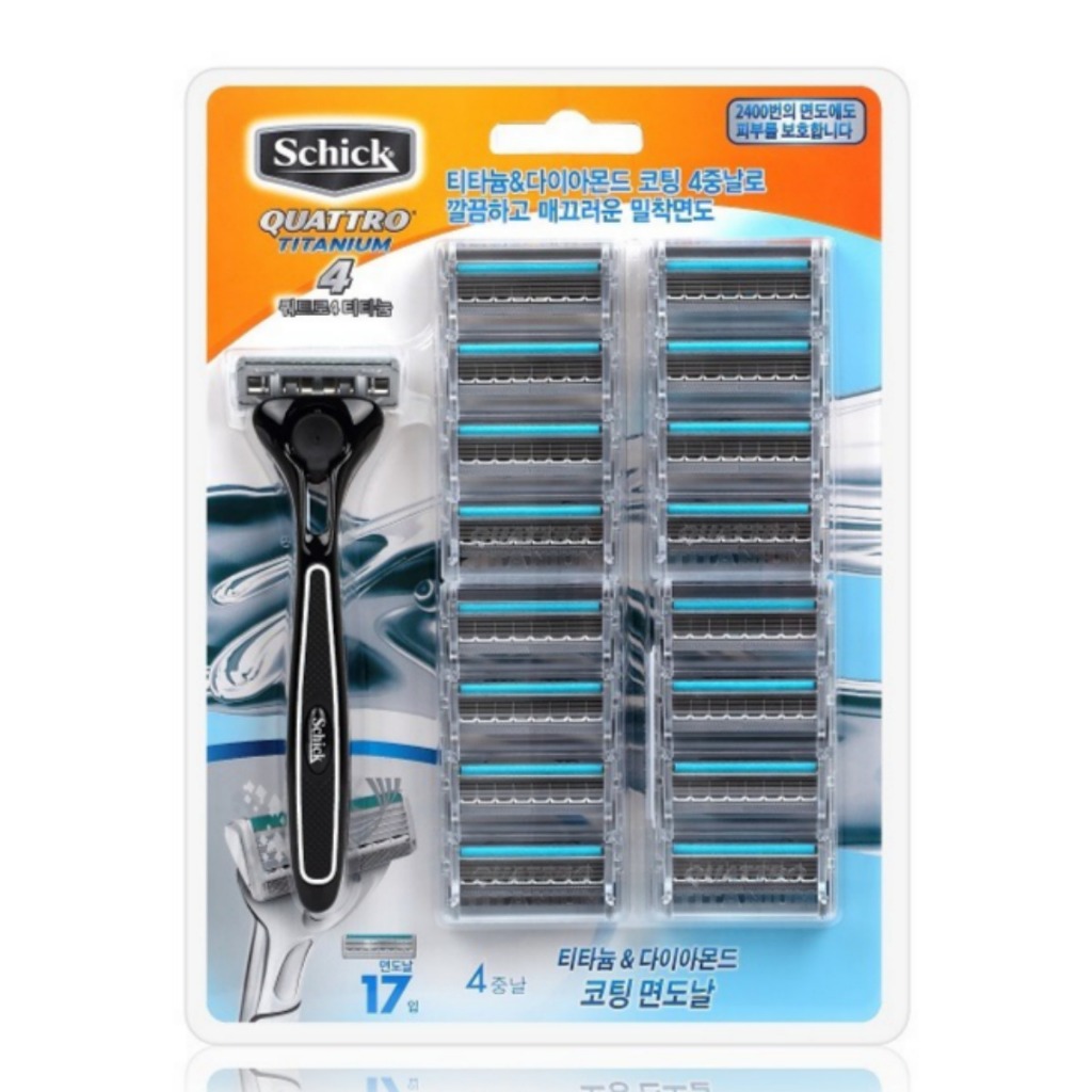 SCHICK Quattro 4 Titanium Razor Blades, 17-blade, 4-layer Blade ...