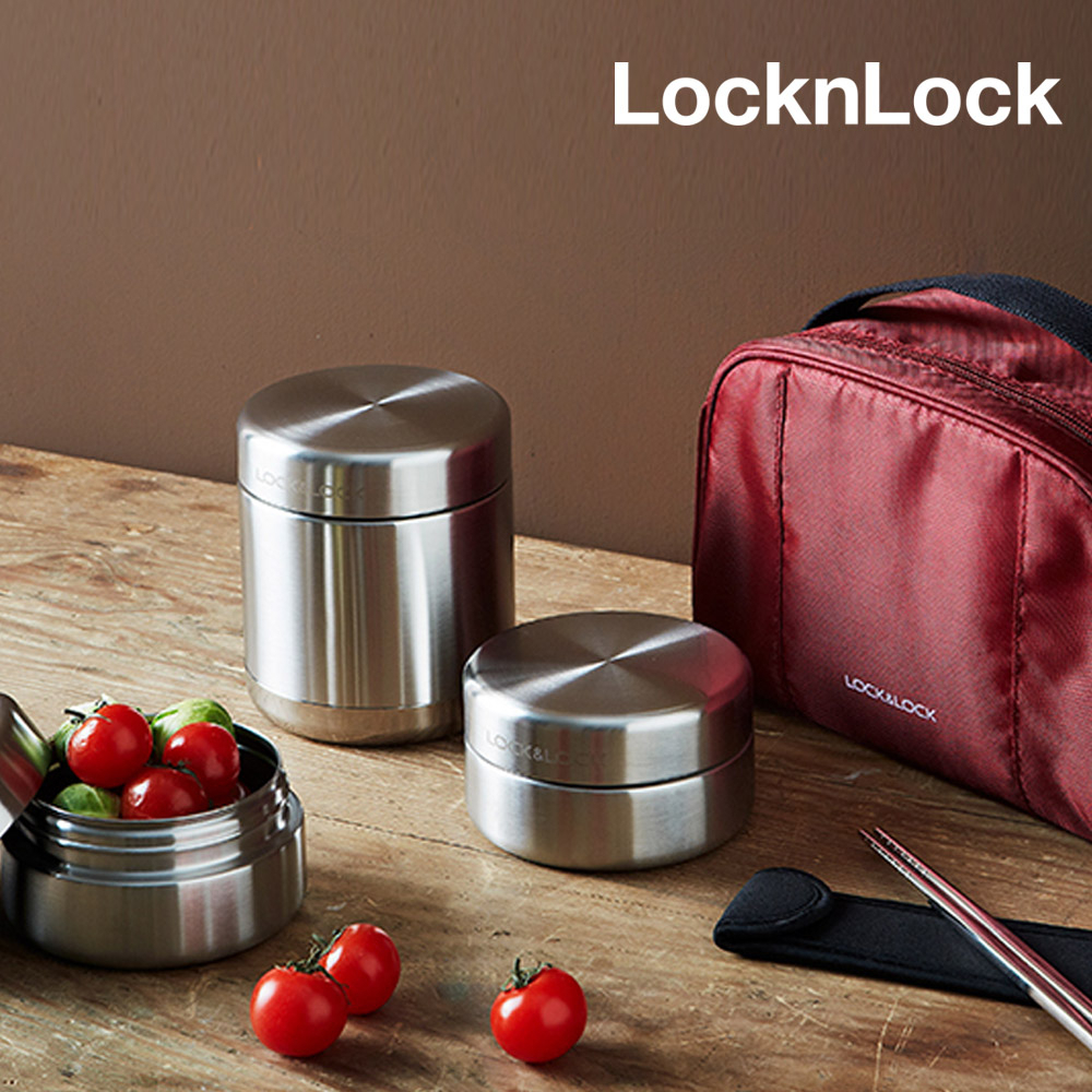 Lock&Lock Stainless Steel Insulation Lunch Box Set 350 ml | Shopee ...