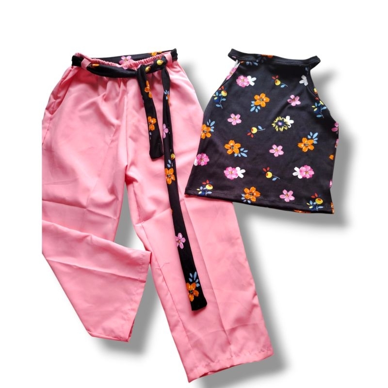 Trouser Pants and Printed FLORAL Top terno for kids/5-7 years old ...