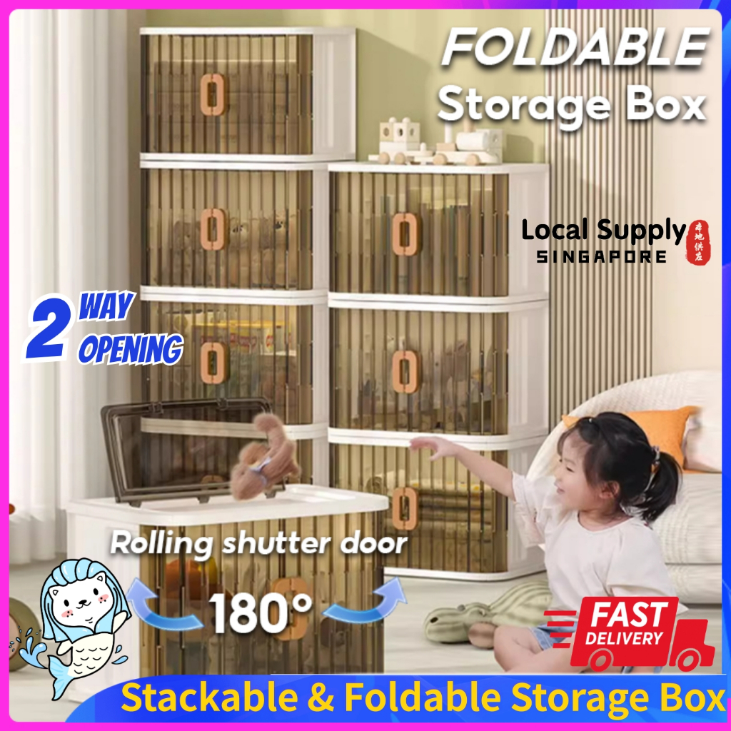 Foldable Plastic Storage Box Window Shutters Storage Box with Lid Lock ...