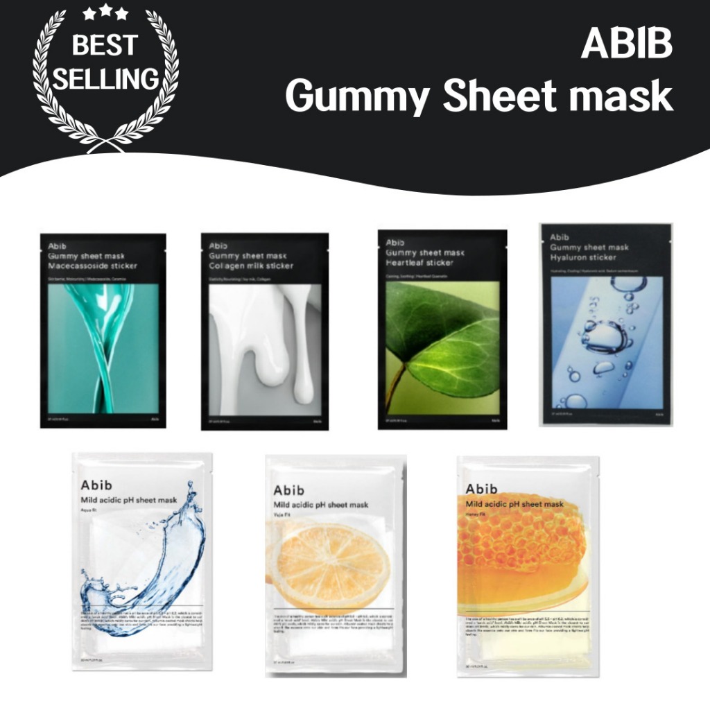 ABIB Gummy Sheet Mask - Madecassoside Sticker, Milk Sticker, Heartleaf Sticker, Hyaluron Sticker ...