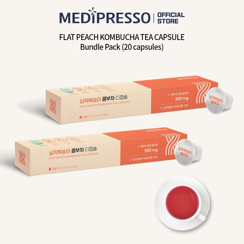 【MEDIPRESSO OFFICE 】 Flat Peach Kombucha Tea Capsule Bundle Pack (20 ...