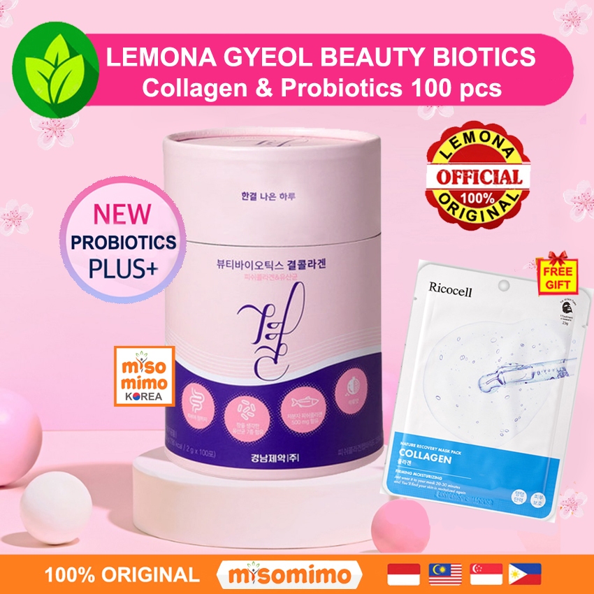 Lemona Gyeol Collagen Probiotic Beauty Biotics 100 Sticks + FREE Bonus ...