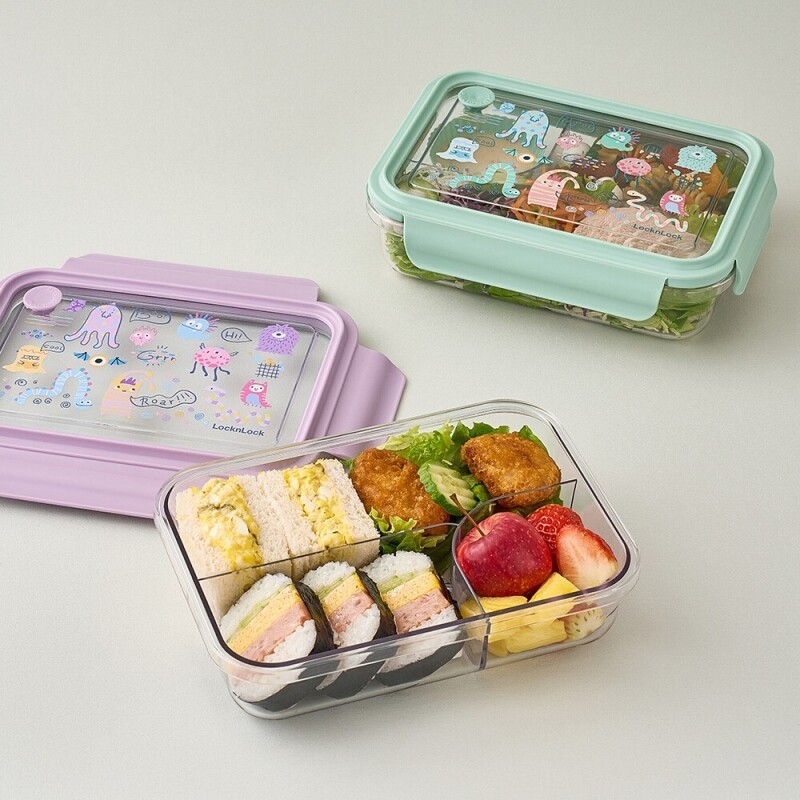 LocknLock 750ml 1L To-Go 3-Compartment Tritan Cute Lunch Box To Go BPA ...