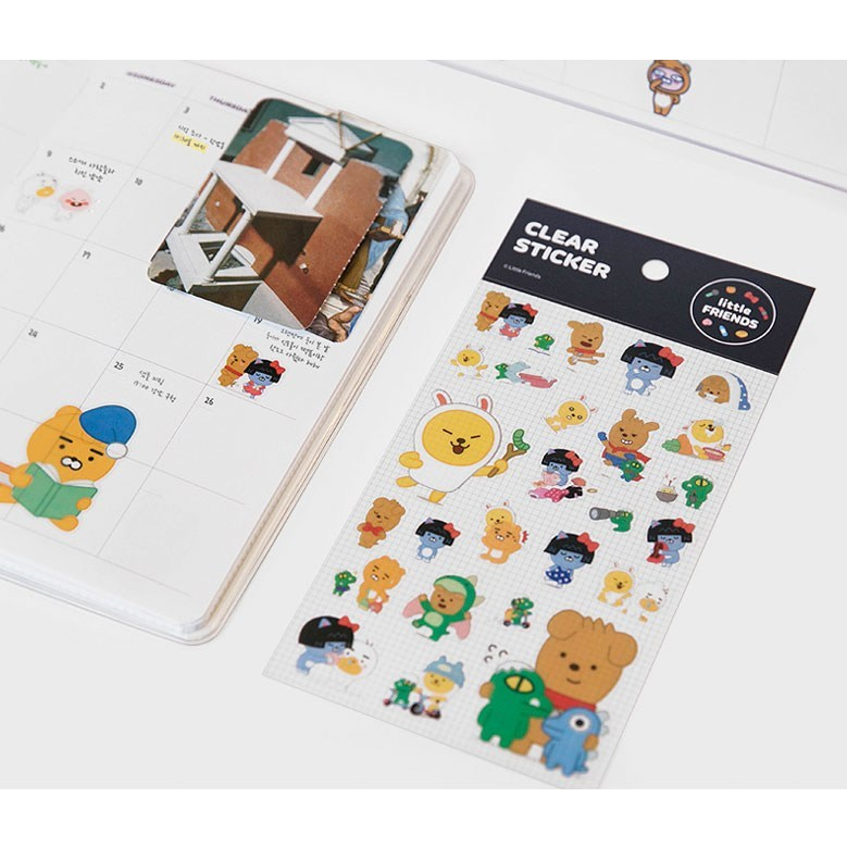 Kakao Friends - Little Friend Transparent sticker ( Set 8 pages ...