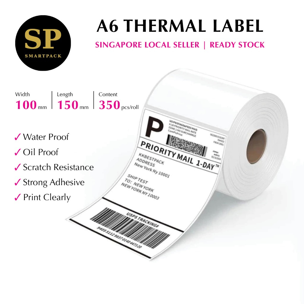 Thermal Shipping Label Sticker Roll (100 x 150mm) 350pcs | Shopee ...