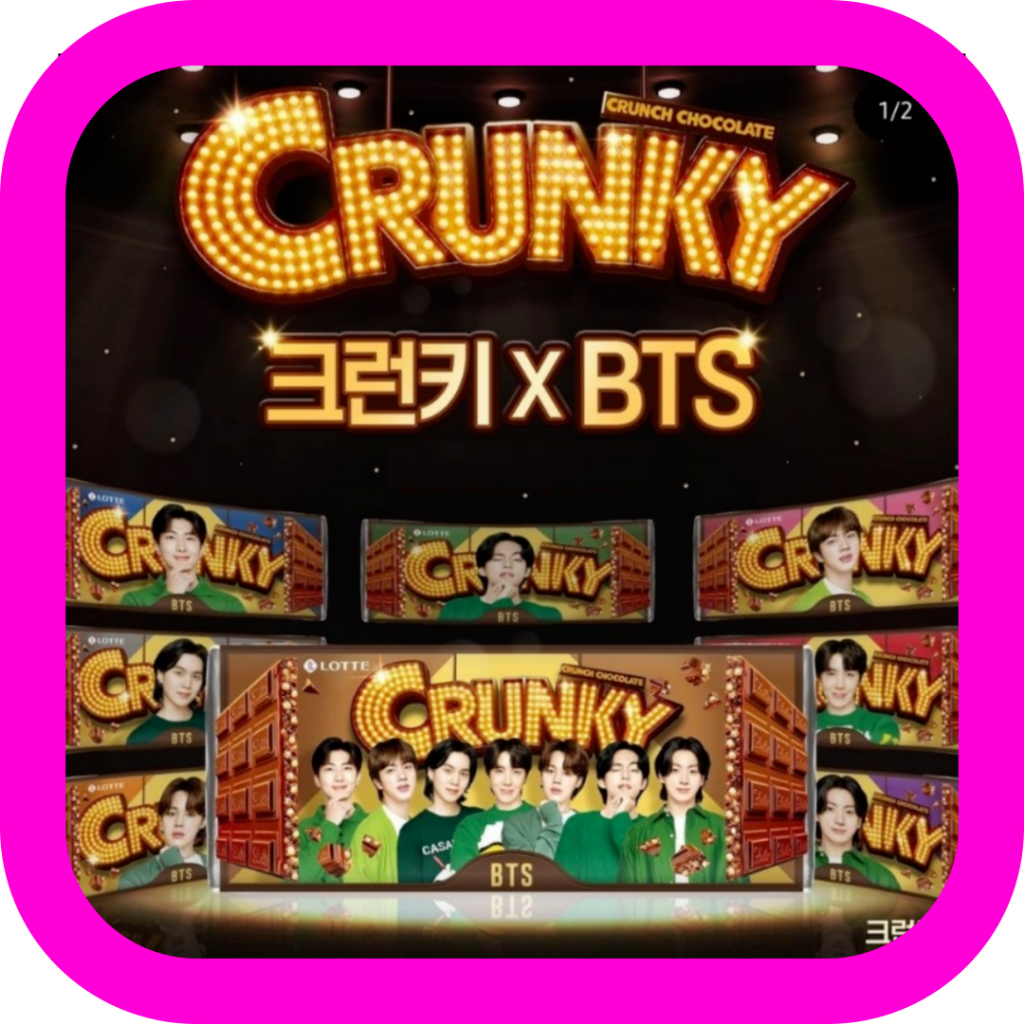 [LOTTE] BTS x CRUNKY Chocolate 34g / BTS JIN RM J - HOPE SUGA V JIMIN ...