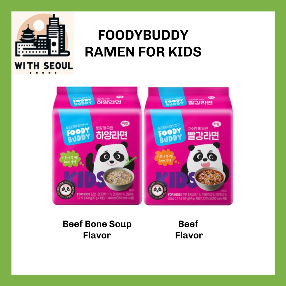 Korean instant ramen noodles FOODY BUDDY RAMEN FOR KIDS (Beef Bone Soup ...
