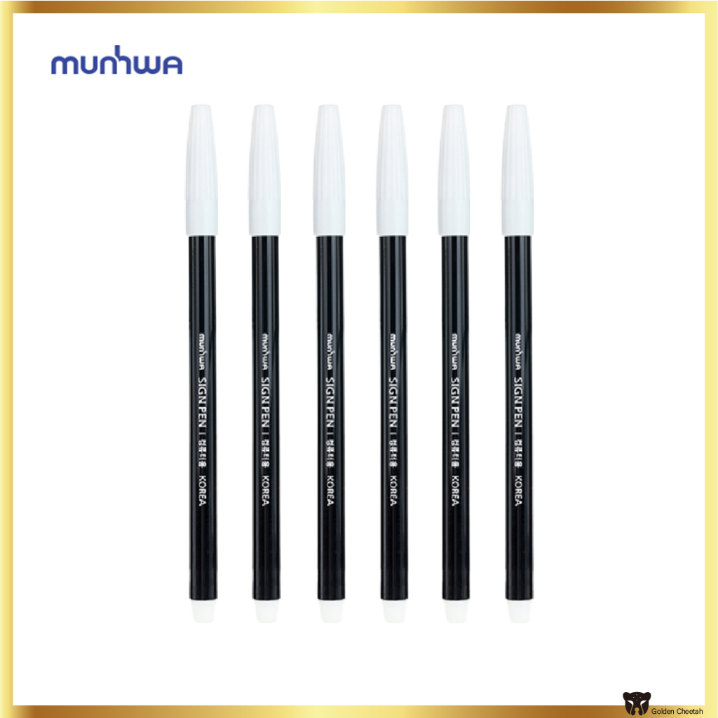 MUNHWA Sign Pen Black 6pcs | Shopee Philippines