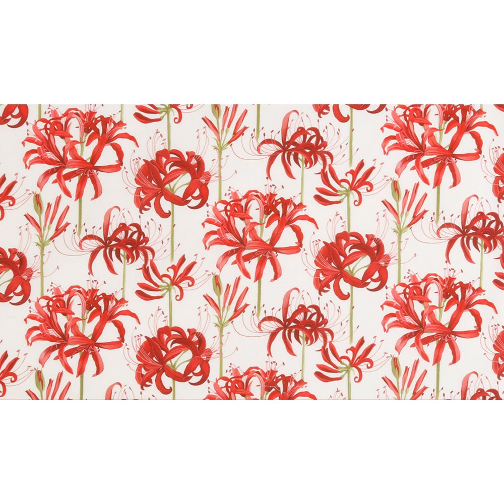 Red Spider Lily Flower Cluster Amaryllis Patterned Fabric made in Korea ...