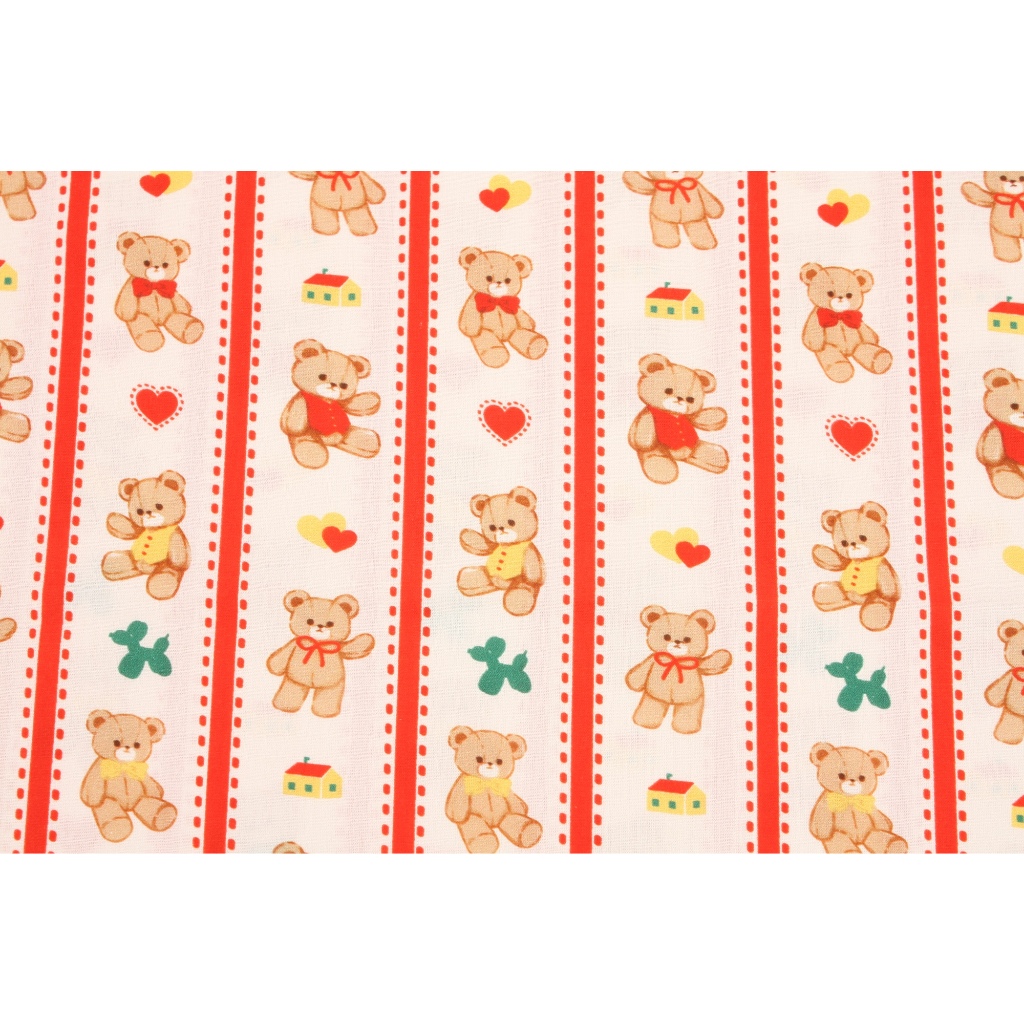 Red Stripe Teddy Bear Patterned 40s Fabric made in Korea by the Yard 36 ...