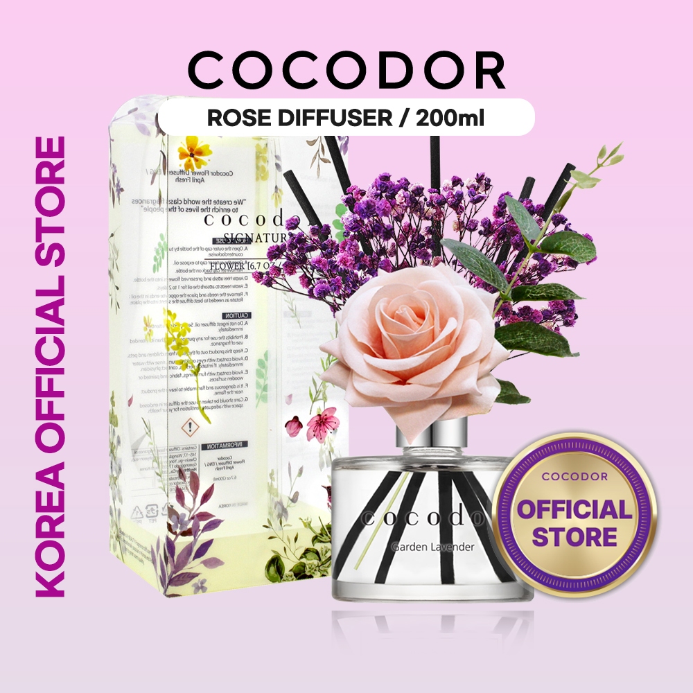 COCODOR Rose Flower Reed Diffuser / 200ml / Home Fragrance Air Freshner Decor Essential Oil ...