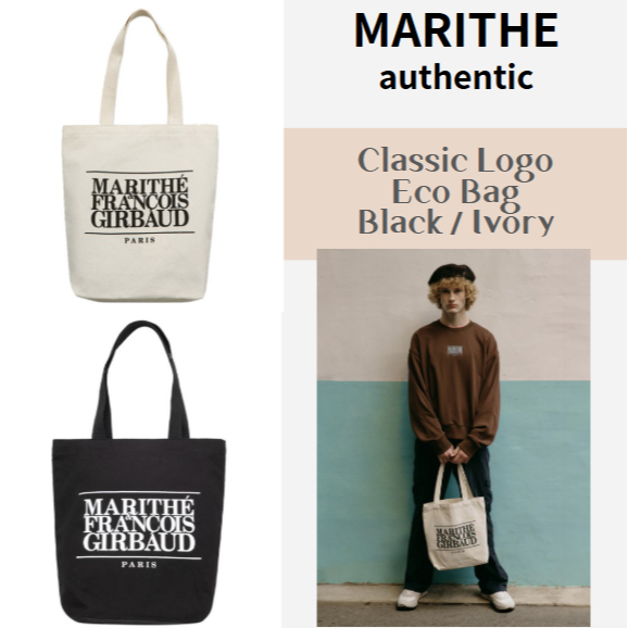 [MARITHE] Marithe Classic Logo Eco Bag Black/Ivory | Shopee Philippines