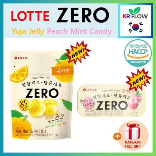 ★NEW★[Lotte] ZERO Sugar Free Snack Collection (Yuja Jelly/Peach Mint Candy) + RANDOM FREE GIFT ...