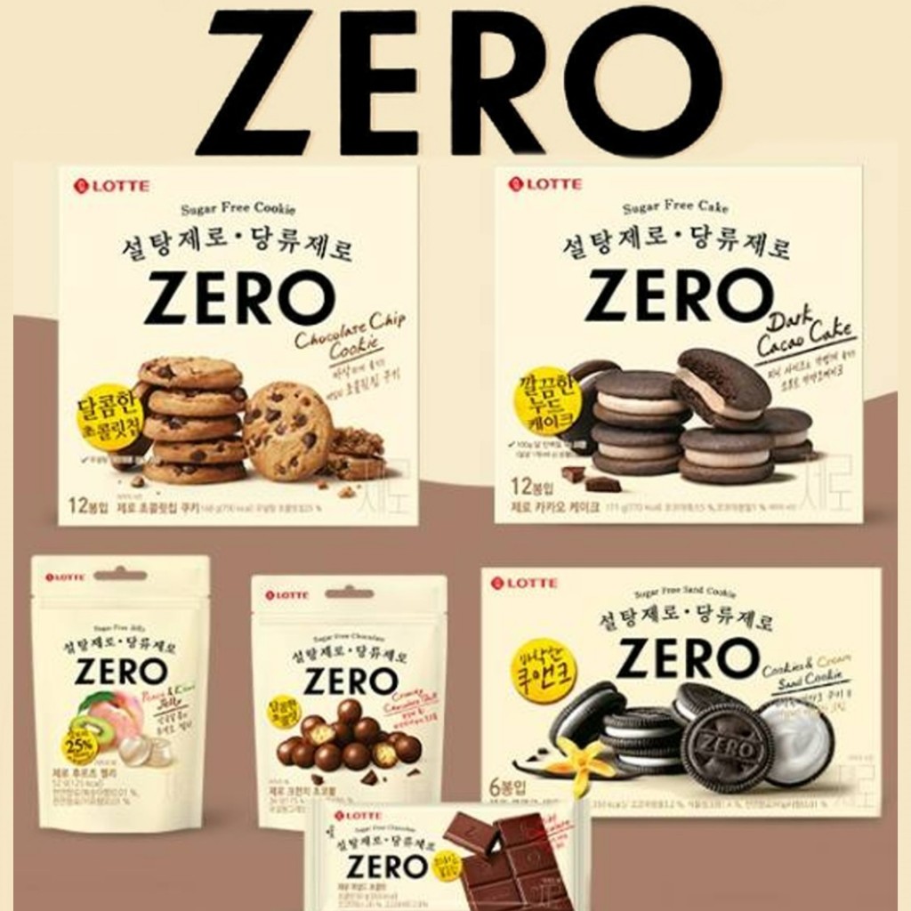 [ a collection of Lotte ZERO chocolate cookie choco cake peach kiwi ...