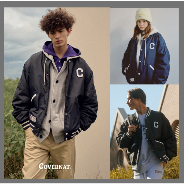 [COVERNAT] COVERNAT Sports Club C Logo Varsity Jacket 3 Colors 100% ...
