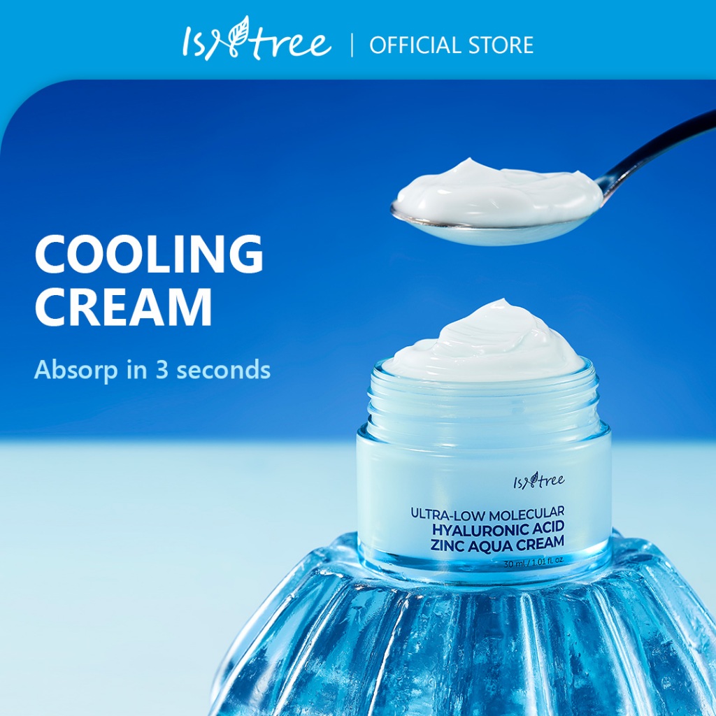 Isntree Ultra-Low Molecular Hyaluronic Acid Zinc Aqua Cream 30ml | 80ml ...
