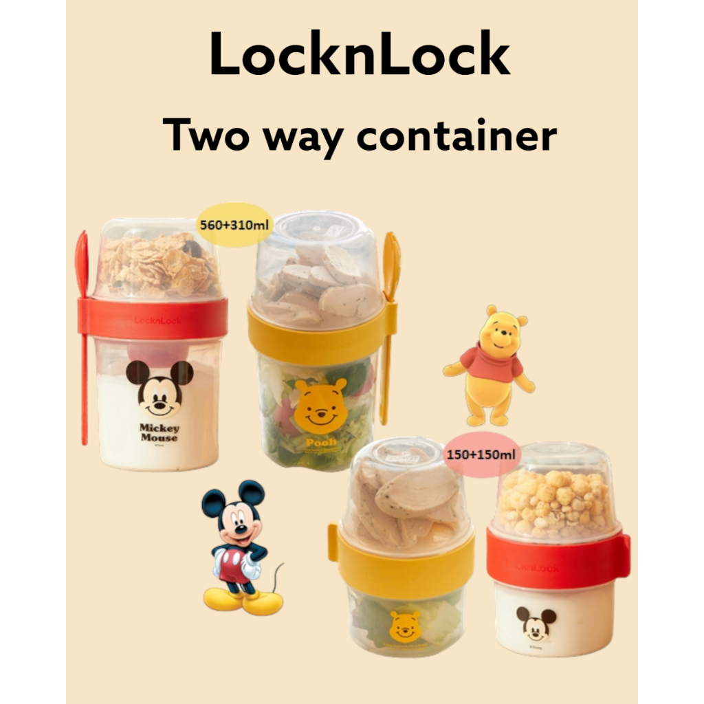 [LocknLock] Mickey / POOH two way container 560+310ml /150+150ml ...