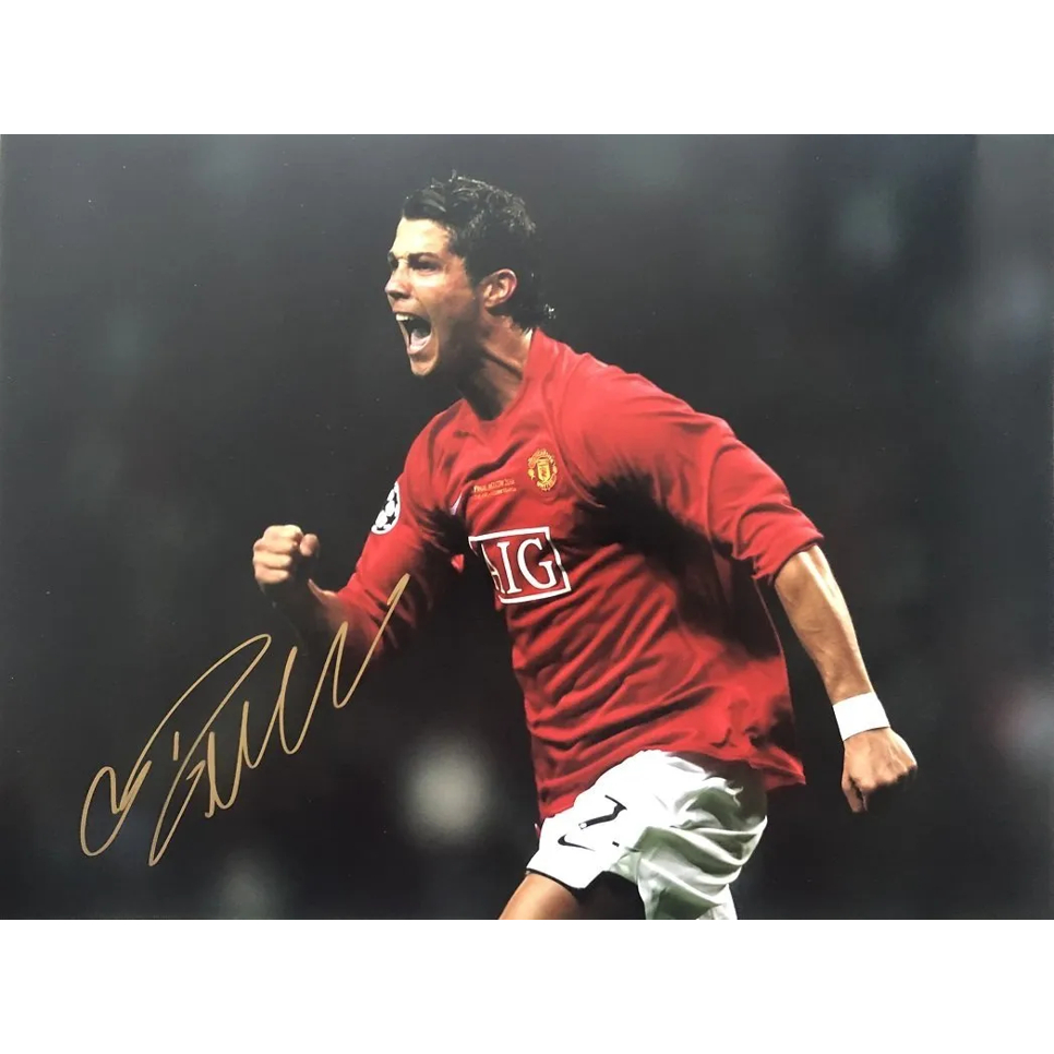 Cristiano Ronaldo gold autograph Man Utd photo print fascimile | Shopee ...