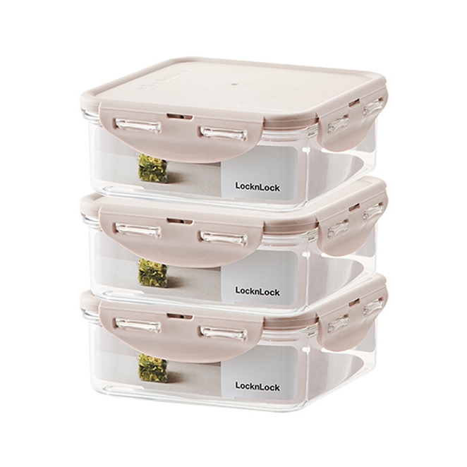 LocknLock 3PCS Square 870ml Bisfree Stackable Food Storage Container ...