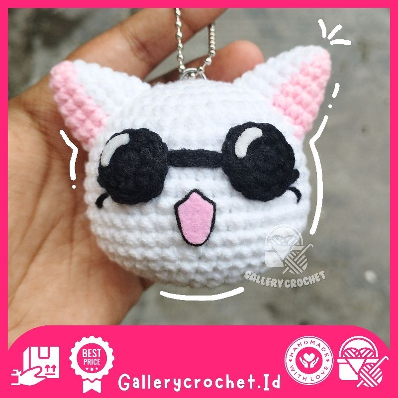 GANTUNGAN Amigurumi gojo cat Knitted Keychain | Amigurumi gojo cat ...