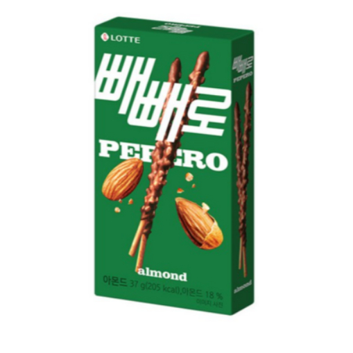 Lotte Almond Pepero, 37g, 4 pack / 6 packs / 10 packs / 20 packs (The cover is shipped randomly ...