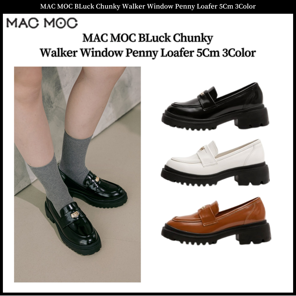 MAC MOC BLuck Chunky Walker Window Penny Loafer 5Cm 3Color | Shopee Philippines