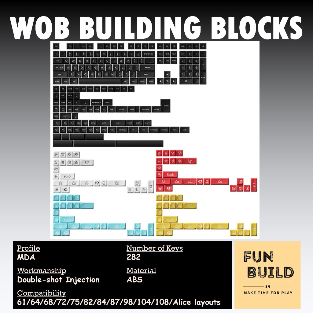 [WOB BUILDING BLOCKS Keycaps][MDA Profile] Akko Double-shot Inject ...