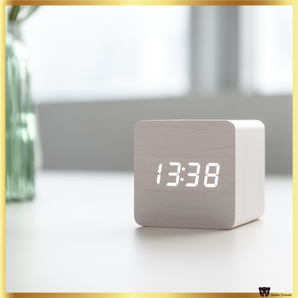 ORIENT Wooden White Cube LED Table Clock | Shopee Philippines