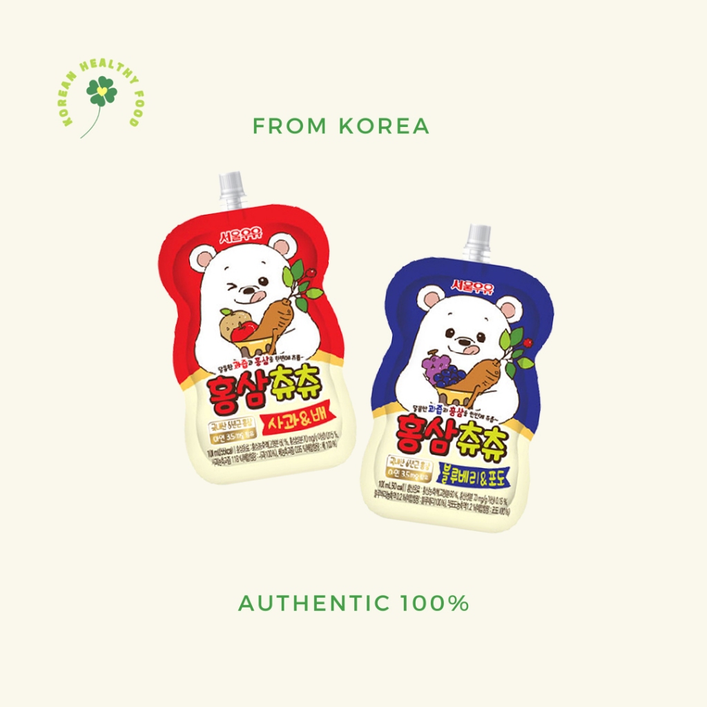 Seoul Milk RED GINSENG CHU CHU 2 types - Apple•Pear & Blueberry•Grape ...