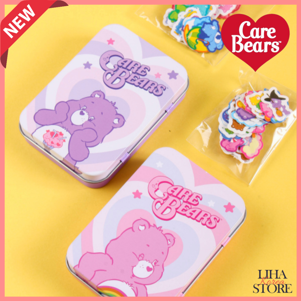 Daiso Korea Care Bears Sticker Carebears Tin Case + Sticker Set Care ...