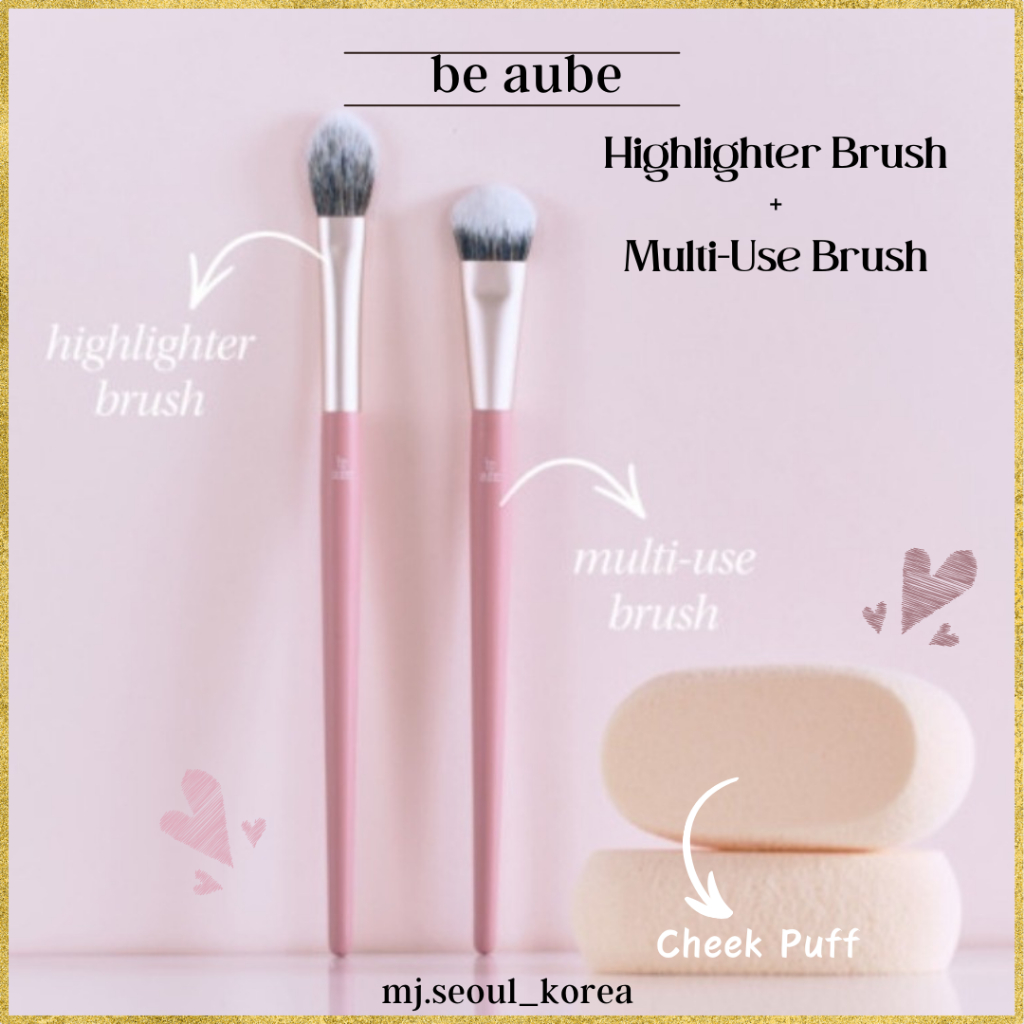 be aube Highlighter Brush Multi-Use Brush Cheek Puff | Shopee Philippines