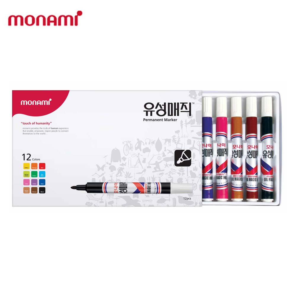 Monami Permanent Marker 12 Color Set Round Nib 2.0mm | Shopee Philippines