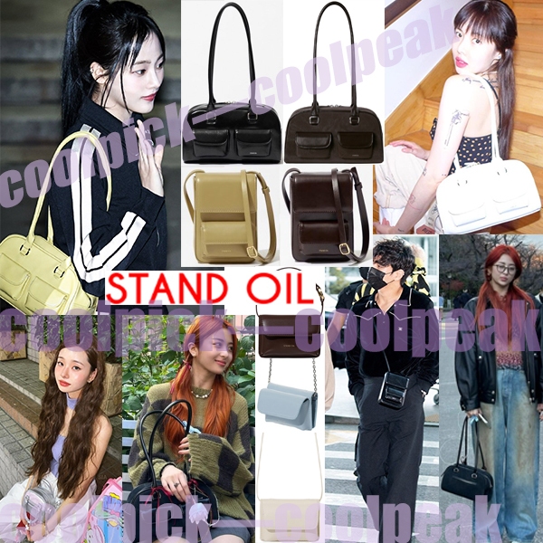 [ stand oil Vegan leather chubby bag 5 size original wallet cross bag Genuine Product from korea ...