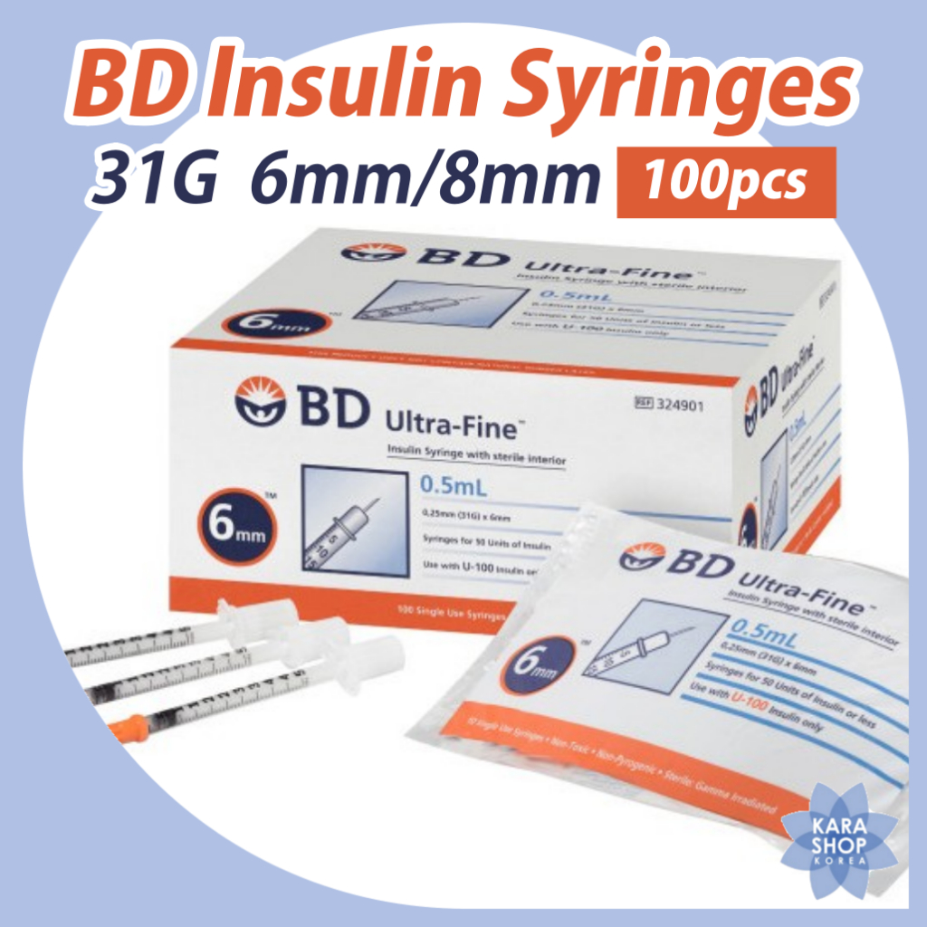 BD Ultra Fine Insulin Syringe 31G 6mm / 31G 8mm (0.3ml) (0.5ml) (1ml) [100pcs/ Box] | Shopee ...