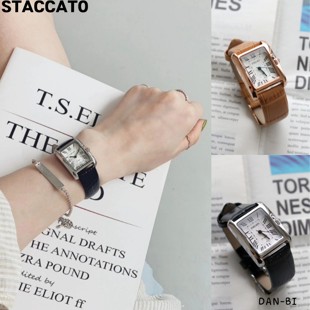 [STACCATO] Classic Square Square Women's Leather Watch / 3COLOR / 100% ...