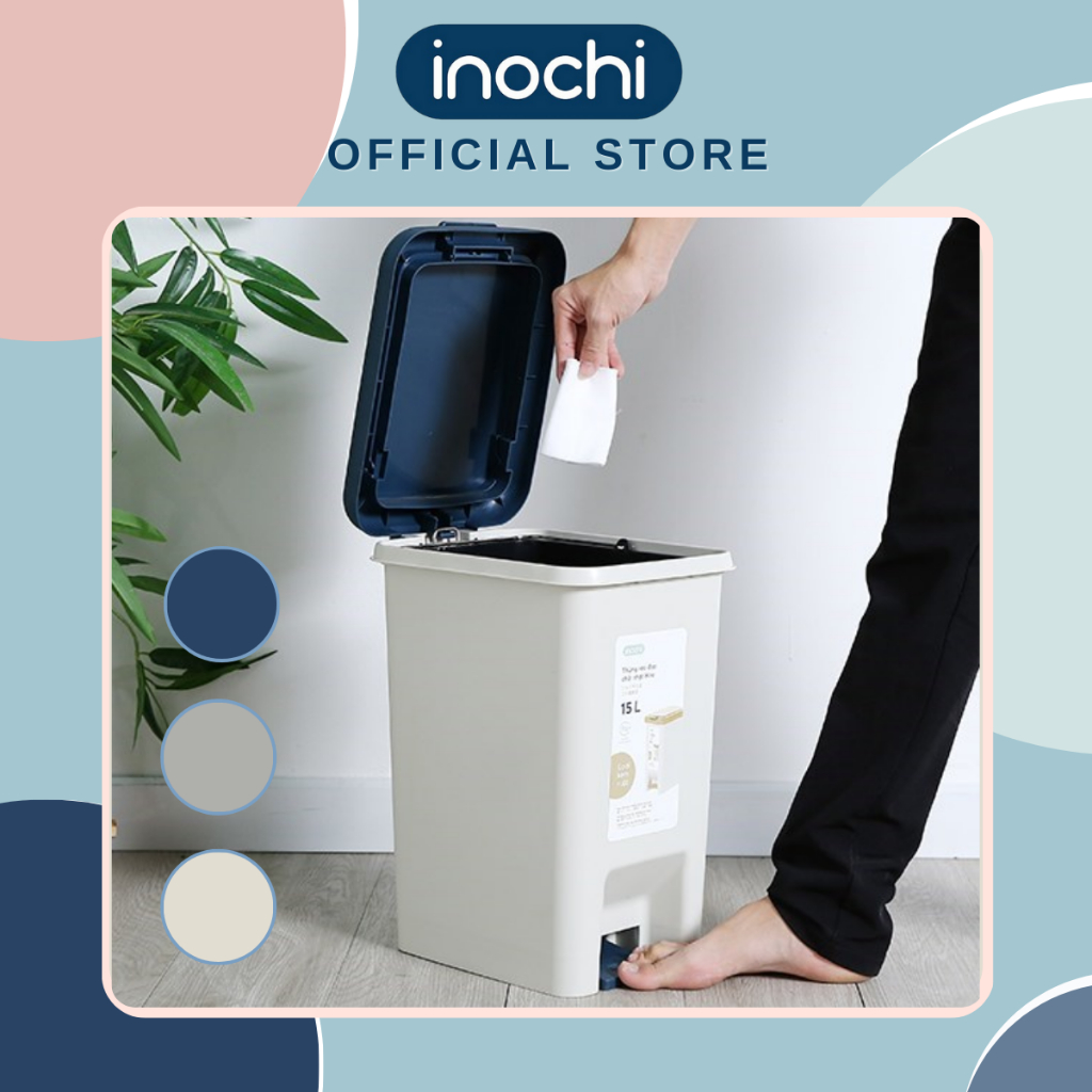 Inochi Kawa Plastic Trash Bin Rectangular Pedal Bin Pedal Step Dustbin ...