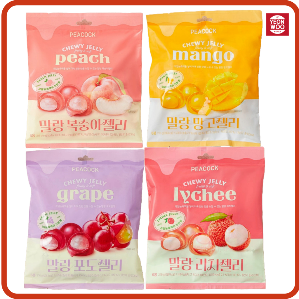 [peacock]soft Grapes, mangoes, peaches, lychee jelly 216g (36g×6) | Shopee Philippines